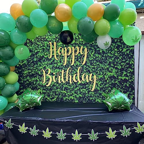 Avezano Green Leaves Happy Birthday Backdrop for Jungle Safari Birthday Party Decorations Banner Nature Green Grass Wall Birthday Party Photoshoot Photobooth Photography Background(7x5ft)