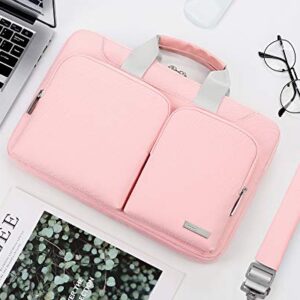 Lacdo Laptop Bag for Women, Laptop Shoulder Bag Sleeve Case for 13 inch New MacBook Air M2 A2681 M1 A2337 A2179 A1932 | 13 inch New MacBook Pro M2 M1 A2338 A2251 A2289 A2159 | 12.9" New iPad Pro, Pink