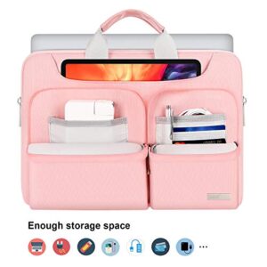 Lacdo Laptop Bag for Women, Laptop Shoulder Bag Sleeve Case for 13 inch New MacBook Air M2 A2681 M1 A2337 A2179 A1932 | 13 inch New MacBook Pro M2 M1 A2338 A2251 A2289 A2159 | 12.9" New iPad Pro, Pink