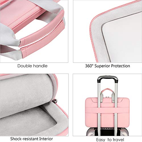 Lacdo Laptop Bag for Women, Laptop Shoulder Bag Sleeve Case for 13 inch New MacBook Air M2 A2681 M1 A2337 A2179 A1932 | 13 inch New MacBook Pro M2 M1 A2338 A2251 A2289 A2159 | 12.9" New iPad Pro, Pink