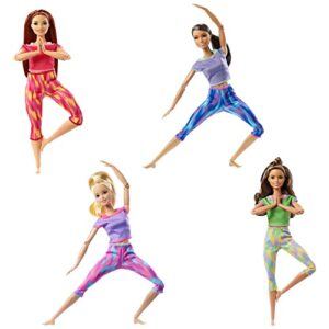 Barbie Made to Move Doll with 22 Flexible Joints & Long Wavy Brunette Hair Wearing Athleisure-wear for Kids 3 to 7 Years Old , Green