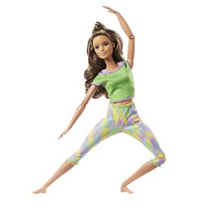 Barbie Made to Move Doll with 22 Flexible Joints & Long Wavy Brunette Hair Wearing Athleisure-wear for Kids 3 to 7 Years Old , Green