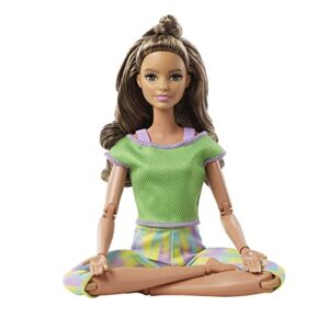 Barbie Made to Move Doll with 22 Flexible Joints & Long Wavy Brunette Hair Wearing Athleisure-wear for Kids 3 to 7 Years Old , Green