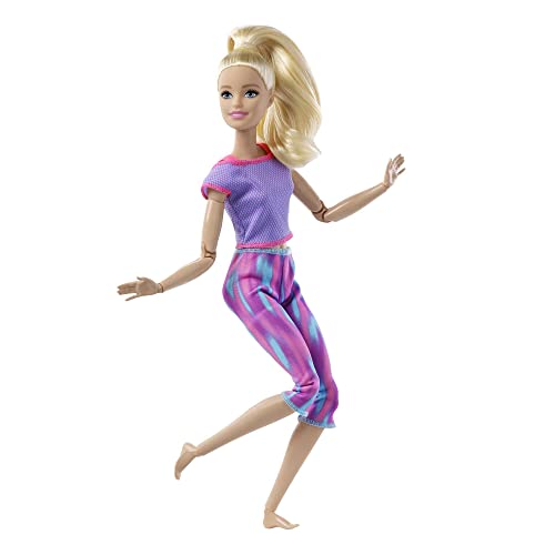 Barbie Made to Move Doll with 22 Flexible Joints & Long Blonde Ponytail Wearing Athleisure-wear for Kids 3 to 7 Years Old