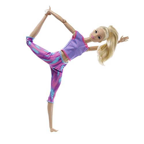 Barbie Made to Move Doll with 22 Flexible Joints & Long Blonde Ponytail Wearing Athleisure-wear for Kids 3 to 7 Years Old