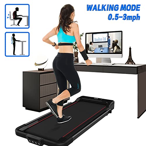 Walking Pad Under Desk Treadmill Desk Treadmill for Office Under Desk 265LBS with Blue Tooth Speaker, Remote Control and LED Display, Walking Jogging, Foldable & Portable