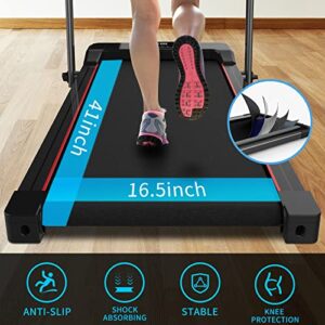 Walking Pad Under Desk Treadmill Desk Treadmill for Office Under Desk 265LBS with Blue Tooth Speaker, Remote Control and LED Display, Walking Jogging, Foldable & Portable