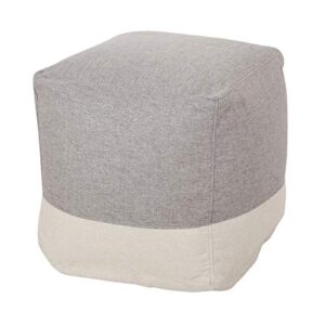 Christopher Knight Home Tattnall Contemporary Two Tone Fabric Cube Pouf, Gray, Beige