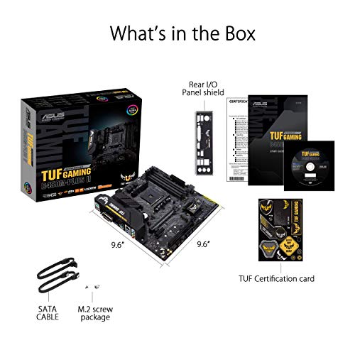 ASUS TUF Gaming B450M-PLUS II AMD AM4 (Ryzen 5000, 3rd Gen Ryzen microATX Gaming Motherboard (DDR4 4400(O.C.), USB 3.2 Gen 2 Type-A, BIOS Flashback, 256Mb BIOS Flash ROM, AI Noise Cancelling Mic