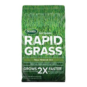 scotts turf builder rapid grass tall fescue mix, combination seed and fertilizer, grows green grass in just weeks, 5.6 lbs.