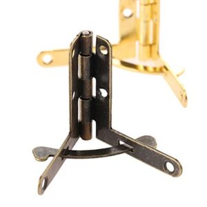 AIGUO 12/20pcs, Iron Small Antique Bronze/Gold Hinge, 33×30mm (1.3×1.18in)/28×22mm (1.1×0.87in), Used for Miniature Furniture, Jewelry Boxes and Wooden Boxes, with Screws (Color : C 12pcs)