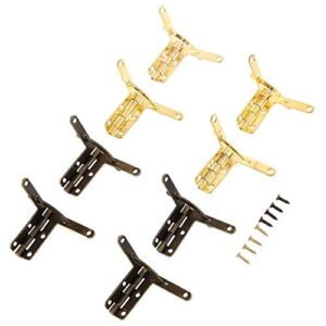 AIGUO 12/20pcs, Iron Small Antique Bronze/Gold Hinge, 33×30mm (1.3×1.18in)/28×22mm (1.1×0.87in), Used for Miniature Furniture, Jewelry Boxes and Wooden Boxes, with Screws (Color : C 12pcs)