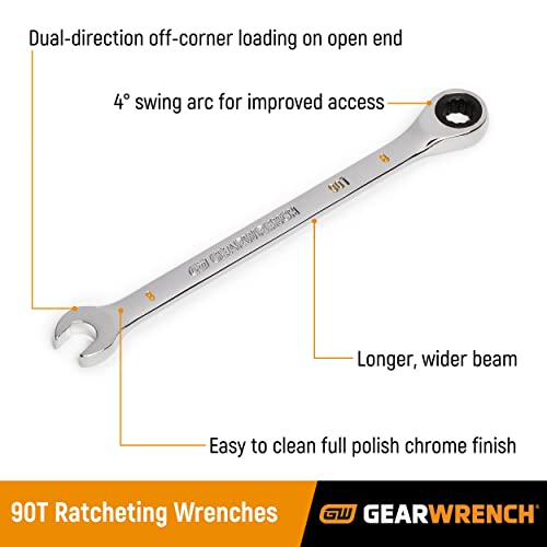 GEARWRENCH 1/2" 4 Degree Swing Arch 12 Point Ratcheting Combination Wrench - 86945