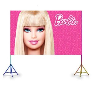 vak banner color:barbi poster, pink banner, barbie princess banner , gold rose, backdrop party, elegant party, birthday banner (color:barbiedoll party supply barbie poster)