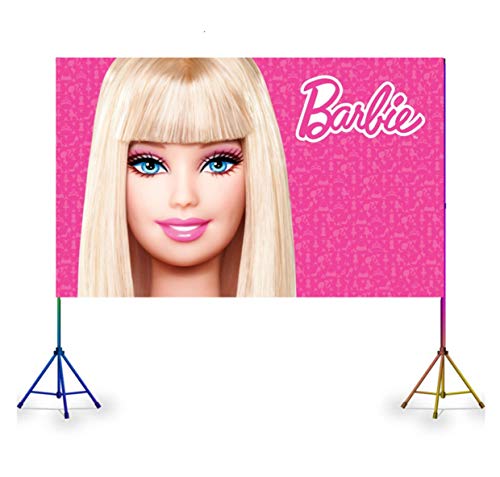 VAK BANNER COLOR:BARBI POSTER, PINK BANNER, BARBIE PRINCESS BANNER , GOLD ROSE, BACKDROP PARTY, ELEGANT PARTY, BIRTHDAY BANNER (COLOR:BARBIEDOLL PARTY SUPPLY BARBIE POSTER)