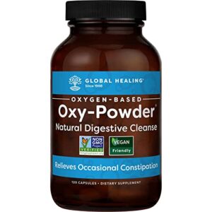 Global Healing Center Oxy-Powder & Selenium Kit - Natural, Oxygen Based Colon Cleanser of Intestinal Tract & Vegan Antioxidant Supplement for Thyroid Support & Immune System Health- 160 Capsules Total