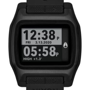 NIXON High Tide A1308 - All Black - Digital Watch for Men and Women - Water Resistant Surfing, Diving, Fishing Watch - Men’s Water Sport Watches - Customizable 44 mm Face, 23mm PU Band