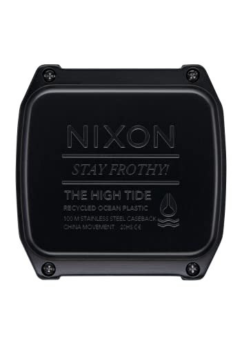 NIXON High Tide A1308 - All Black - Digital Watch for Men and Women - Water Resistant Surfing, Diving, Fishing Watch - Men’s Water Sport Watches - Customizable 44 mm Face, 23mm PU Band