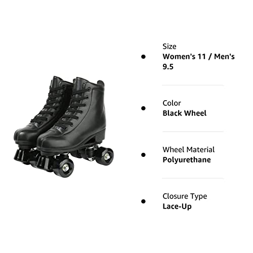 XUDREZ Roller Skates, Double-Row Roller Skates for Unisex, Roller Skates PU Leather High-top Roller Skates Four-Wheel Roller Skates Shiny Roller Skates (Black Wheel,Women's 8 / Men's 6.5)