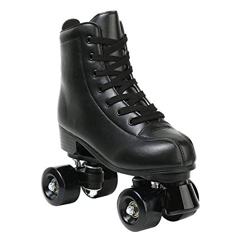 XUDREZ Roller Skates, Double-Row Roller Skates for Unisex, Roller Skates PU Leather High-top Roller Skates Four-Wheel Roller Skates Shiny Roller Skates (Black Wheel,Women's 8 / Men's 6.5)