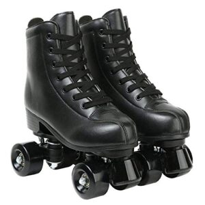 XUDREZ Roller Skates, Double-Row Roller Skates for Unisex, Roller Skates PU Leather High-top Roller Skates Four-Wheel Roller Skates Shiny Roller Skates (Black Wheel,Women's 8 / Men's 6.5)