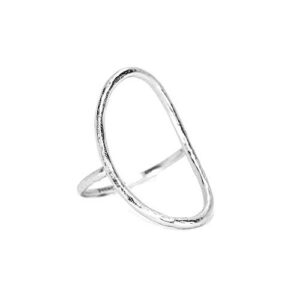 pura vida silver-plated oval open ring - matte finish, brass band, size 7