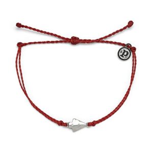 pura vida silver antique arrowhead bracelet - 100% waterproof, adjustable band - brand charm, red