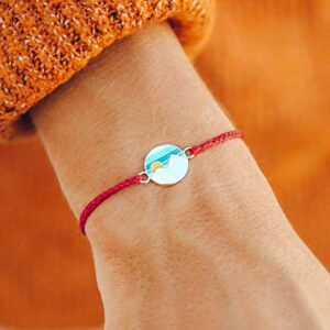 Pura Vida Silver Reversible Twin Peaks Bracelet - 100% Waterproof, Adjustable Band - Dark Red