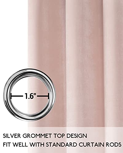 SMILETIME Pink 84in Room Darkening Velvet Curtains with Grommet, Thermal Insulated Super Soft Privacy Noise Reducing Velvet Drapes for Living Room, 2 Panels (Pink, 38Wx84L)