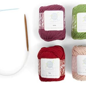 Mindfulness Flora Beginners Knitting Kit, Includes 100% Cotton Knitting Yarn, Circular Knitting Needles, Yarn Needle - Make Washcloths - Knit kit for Mindfulness and Relaxation – by mindfulknits