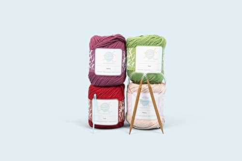 Mindfulness Flora Beginners Knitting Kit, Includes 100% Cotton Knitting Yarn, Circular Knitting Needles, Yarn Needle - Make Washcloths - Knit kit for Mindfulness and Relaxation – by mindfulknits