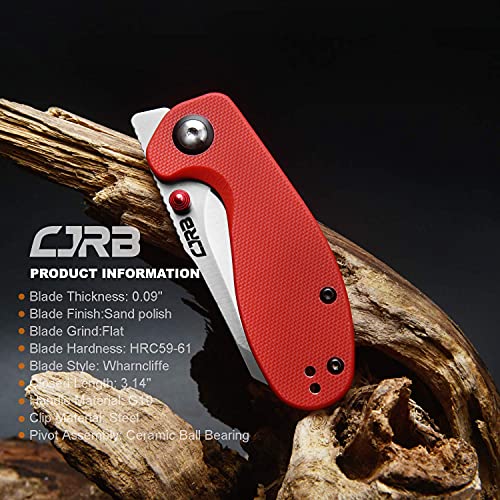 CJRB Folding Pocket Knife Maileah Tactical Knife with AR-RPM9 Powder Steel Balde and G10 Small Tactical Pocket Knife EDC for outdoor survival hunting camping J1918 (Red)