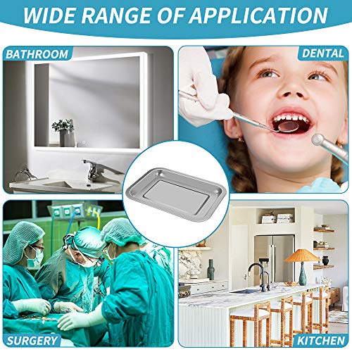 5-Pack Surgical Tray, Stainless Steel Medical Tray Dental Procedure Lab Instruments, Tattoo Tool Bathroom Organizer (10.43'' x 7.67'')