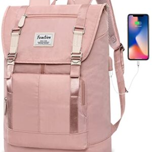 YAMTION Women Backpack School Bags for Teen Girls,College Student Bookbag for 17 Inch Laptop,Work Backpack Gym Backpack Computer Backpack with USB Charging Port