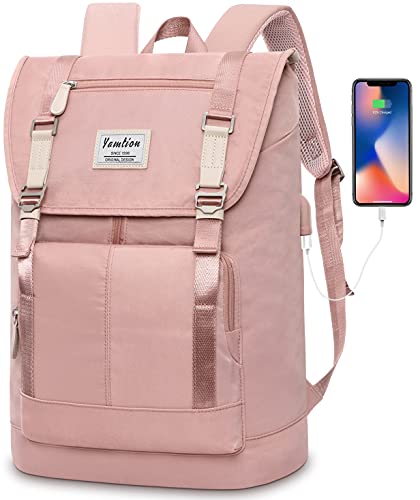 YAMTION Women Backpack School Bags for Teen Girls,College Student Bookbag for 17 Inch Laptop,Work Backpack Gym Backpack Computer Backpack with USB Charging Port