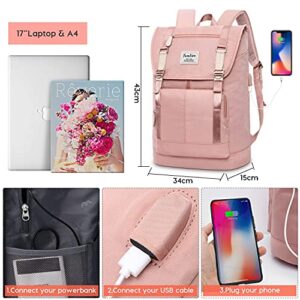 YAMTION Women Backpack School Bags for Teen Girls,College Student Bookbag for 17 Inch Laptop,Work Backpack Gym Backpack Computer Backpack with USB Charging Port