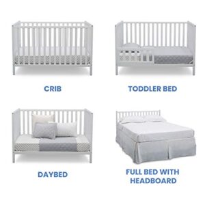 Delta Children Heartland 4-in-1 Convertible Crib, Bianca White + Delta Children Twinkle Galaxy Dual Sided Recycled Fiber Core Crib and Toddler Mattress (Bundle)