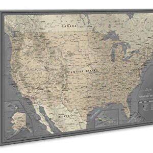 United States Travel Map Pin Board | National Park Push Pin Map | USA Wall Map on Canvas | Detailed Cartography (35 x 24)