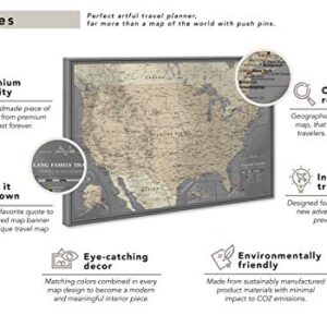 United States Travel Map Pin Board | National Park Push Pin Map | USA Wall Map on Canvas | Detailed Cartography (35 x 24)