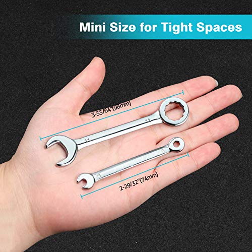 SPEEDWOX 10 Pcs Mini Combination Wrench Set Metric Mini Ignition Wrench Set 4-11mm Open and Box End Small Wrench Set Carbon Steel Spanner with Portable Pouch for Assembling Furniture Small Equipment