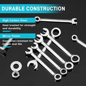 SPEEDWOX 10 Pcs Mini Combination Wrench Set Metric Mini Ignition Wrench Set 4-11mm Open and Box End Small Wrench Set Carbon Steel Spanner with Portable Pouch for Assembling Furniture Small Equipment