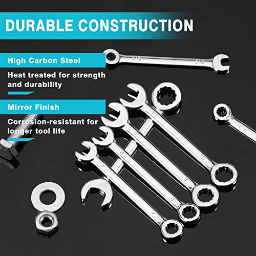 SPEEDWOX 10 Pcs Mini Combination Wrench Set Metric Mini Ignition Wrench Set 4-11mm Open and Box End Small Wrench Set Carbon Steel Spanner with Portable Pouch for Assembling Furniture Small Equipment