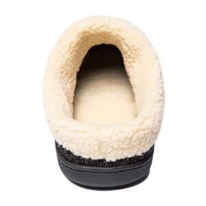 NewDenBer Men's Cozy Memory Foam Slippers with Fuzzy Plush Wool-Like Lining, Soft Slip on Indoor Outdoor Clog House Shoes (11-12 D(M) US, Black)