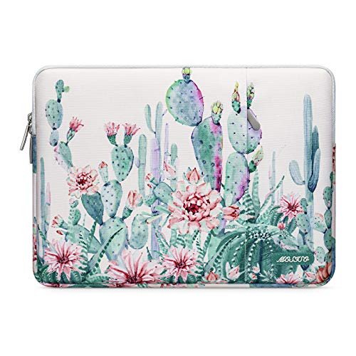 MOSISO Laptop Sleeve Case Compatible with MacBook Air/Pro, 13-13.3 inch Notebook, Compatible with MacBook Pro 14 inch 2023-2021 A2779 M2 A2442 M1, Cactus Polyester Vertical Bag with Pocket, White