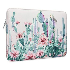 MOSISO Laptop Sleeve Case Compatible with MacBook Air/Pro, 13-13.3 inch Notebook, Compatible with MacBook Pro 14 inch 2023-2021 A2779 M2 A2442 M1, Cactus Polyester Vertical Bag with Pocket, White