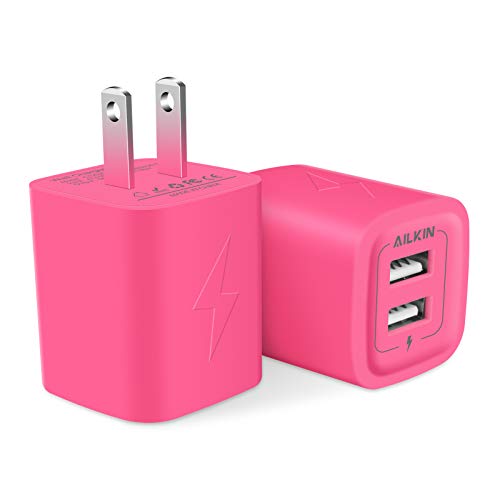 Wall Charger, AILKIN USB Plug Fast Charging Block, Power Adapter Cube 2 Port Charge Travel Brick Cell Quick Chargers Box for iPhone 15/14/13/12 Pro/SE/11Pro Max/XR, Samsung Galaxy S22 S7 S6, HTC, LG