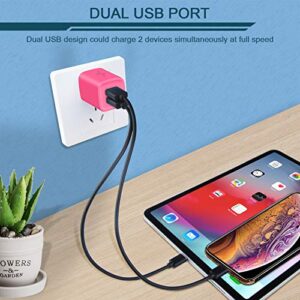 Wall Charger, AILKIN USB Plug Fast Charging Block, Power Adapter Cube 2 Port Charge Travel Brick Cell Quick Chargers Box for iPhone 15/14/13/12 Pro/SE/11Pro Max/XR, Samsung Galaxy S22 S7 S6, HTC, LG