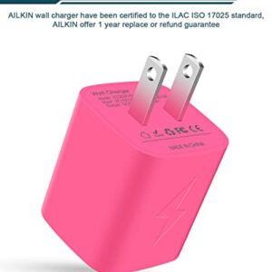 Wall Charger, AILKIN USB Plug Fast Charging Block, Power Adapter Cube 2 Port Charge Travel Brick Cell Quick Chargers Box for iPhone 15/14/13/12 Pro/SE/11Pro Max/XR, Samsung Galaxy S22 S7 S6, HTC, LG