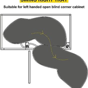 Sunway Blind Corner Cabinet Pull Out Organizer, Soft Close Swing Right Pull Out Cabinet Organizer 36inch, Corner Cabinet Lazy Susan for Corner Cabinet Blind Shelf, 2 Tiers Tray, Adjustable Height