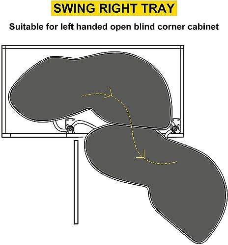 Sunway Blind Corner Cabinet Pull Out Organizer, Soft Close Swing Right Pull Out Cabinet Organizer 36inch, Corner Cabinet Lazy Susan for Corner Cabinet Blind Shelf, 2 Tiers Tray, Adjustable Height